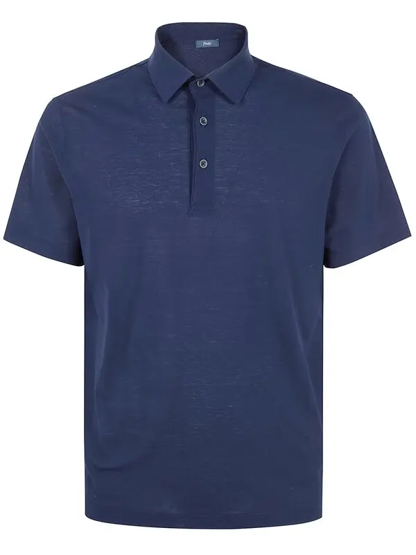 Herno Jersey Voile Crepe Short Sleeves Polo Shirt - Blue