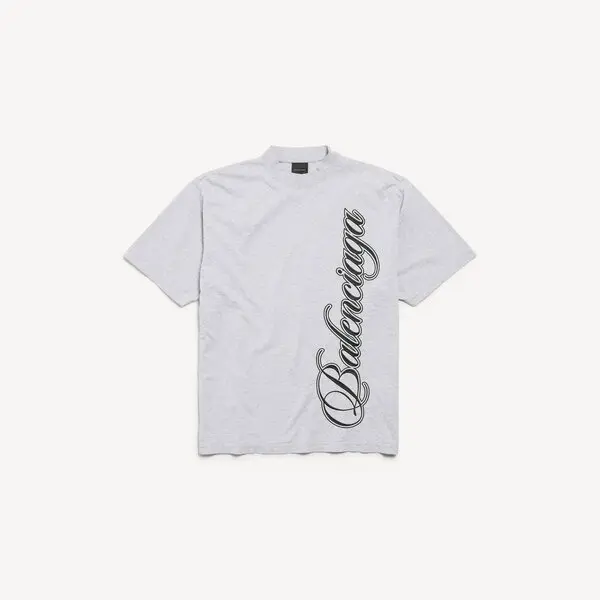 Balenciaga Cursive Medium Fit T-shirt - Grey