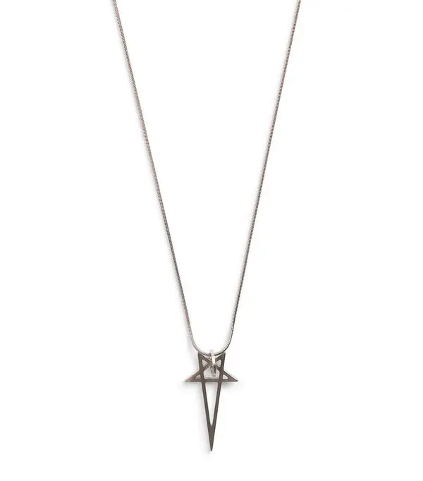 Rick Owens Pentagram Charm Snake Chain Necklace