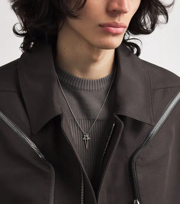 Rick Owens Pentagram Charm Snake Chain Necklace