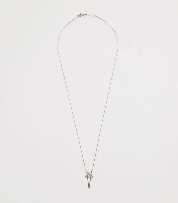 Rick Owens Pentagram Charm Snake Chain Necklace