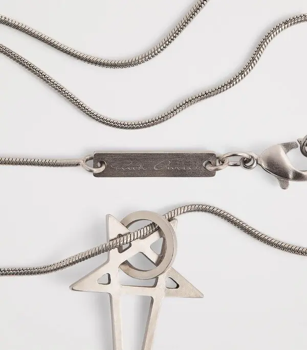 Rick Owens Pentagram Charm Snake Chain Necklace