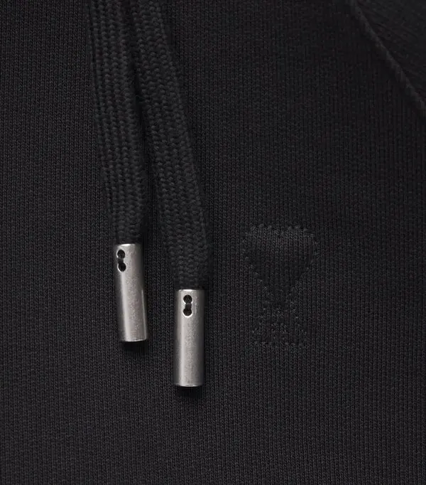 AMI Paris De Coeur Cotton Hoodie - Black