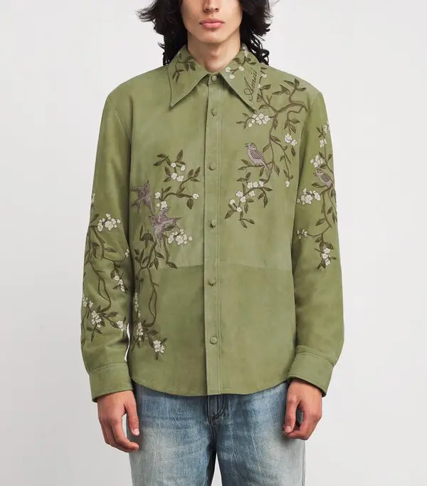 Amiri Suede Embroidered Shirt