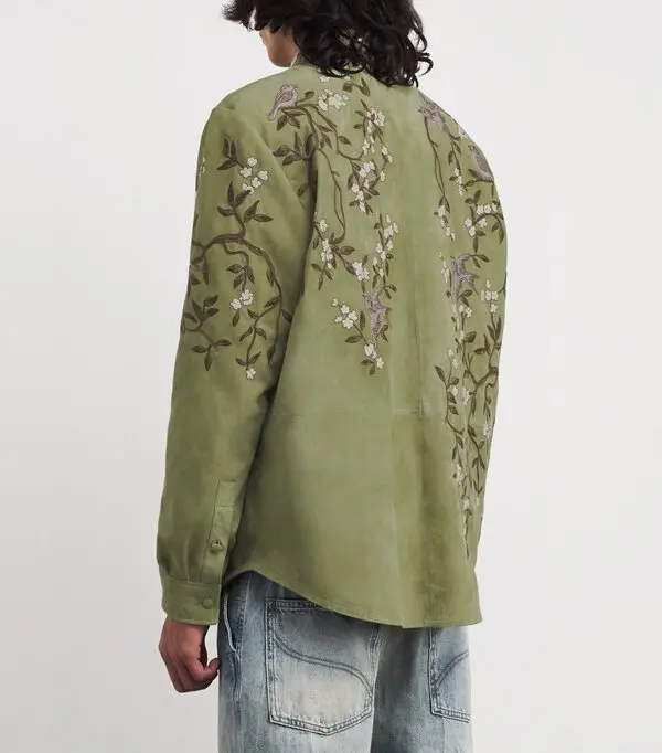 Amiri Suede Embroidered Shirt