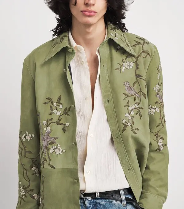 Amiri Suede Embroidered Shirt