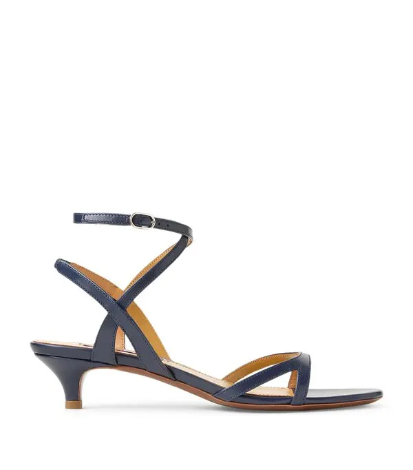 Ralph Lauren Calfskin Clarke Heeled Sandals - Navy