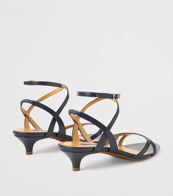 Ralph Lauren Calfskin Clarke Heeled Sandals - Navy