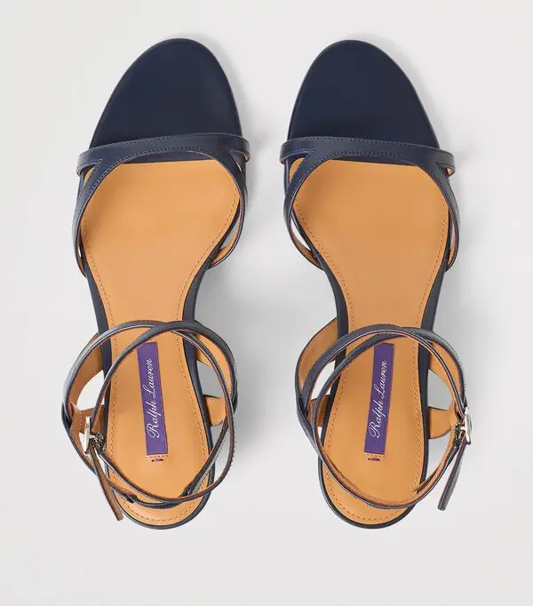 Ralph Lauren Calfskin Clarke Heeled Sandals - Navy