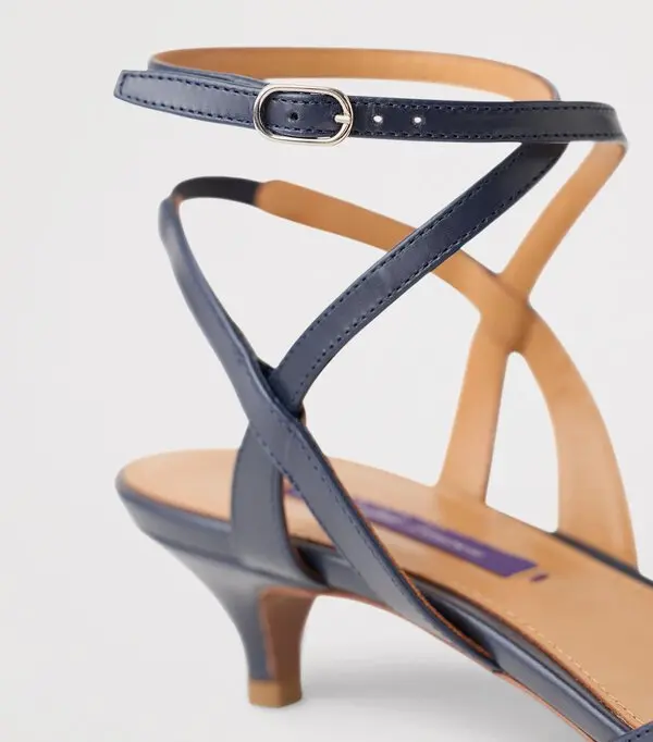 Ralph Lauren Calfskin Clarke Heeled Sandals - Navy