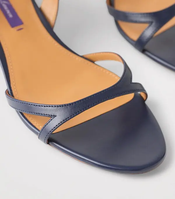 Ralph Lauren Calfskin Clarke Heeled Sandals - Navy