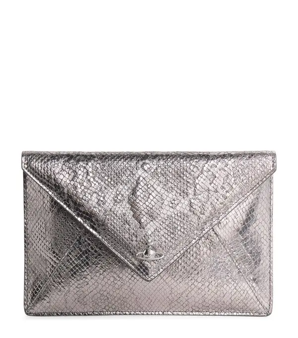 VIVIENNE WESTWOOD Croc-embossed Leather Envelope Clutch