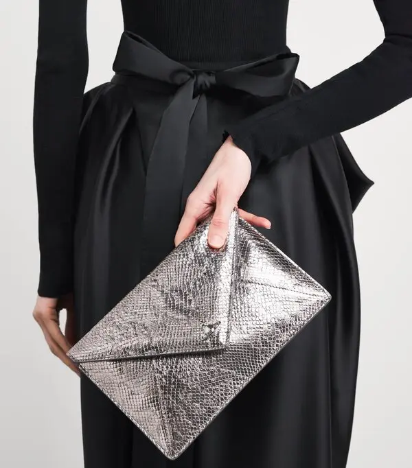 VIVIENNE WESTWOOD Croc-embossed Leather Envelope Clutch