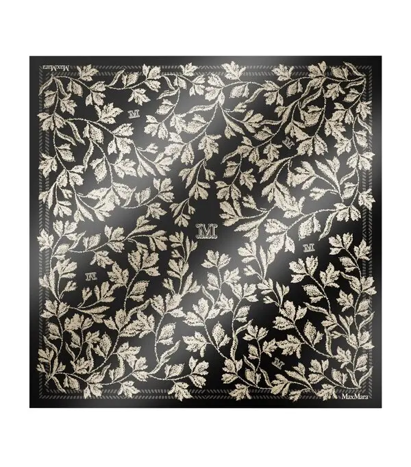 Max Mara Silk Printed Square Scarf - Black