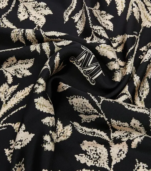 Max Mara Silk Printed Square Scarf - Black