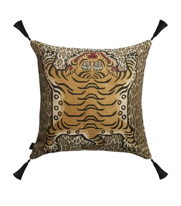 HOUSE OF HACKNEY Jacquard Wild Saber Tassel Cushion - Brown