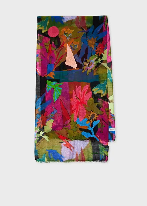 Paul Smith Mutlicolour Wool 'river Collage' Scarf