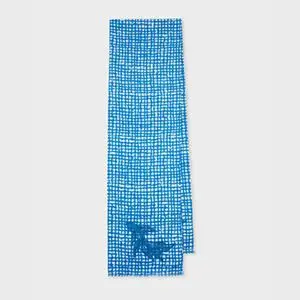 Paul Smith Cotton 'fish' Check Scarf - Blue