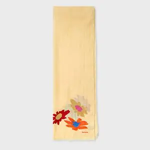Paul Smith Buttercup Yellow 'desert Floral' Scarf - White