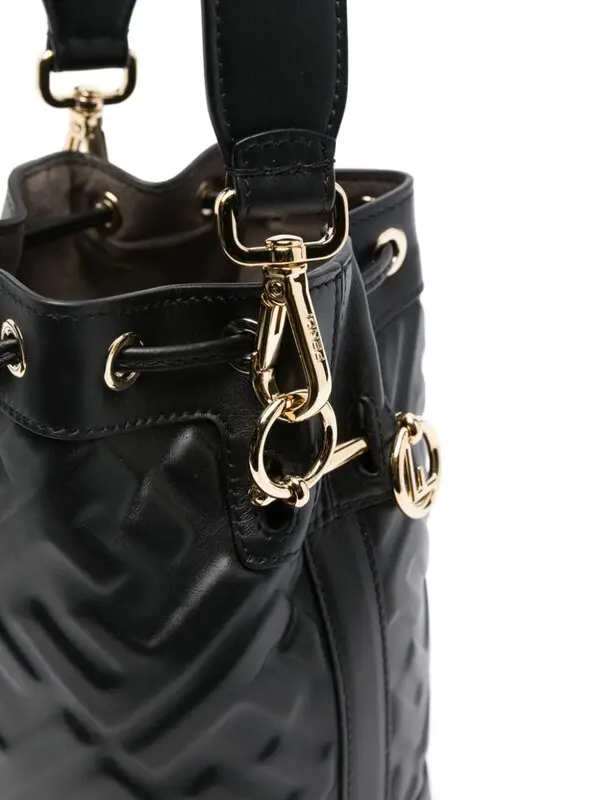 Fendi Mon Tresor Mini Leather Bucket Bag - Black