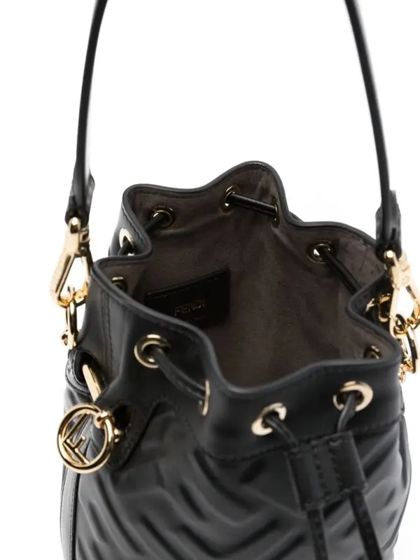 Fendi Mon Tresor Mini Leather Bucket Bag - Black