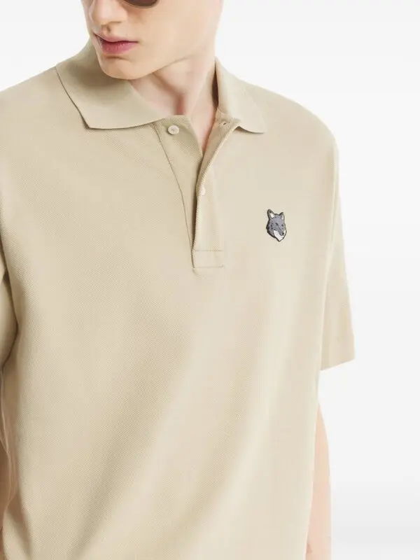 Maison Kitsuné Fox Head Cotton Polo Shirt - Beige