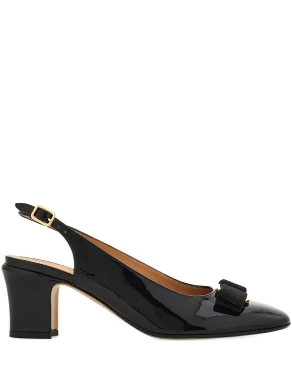 FERRAGAMO Leather Slingback Pumps - Black