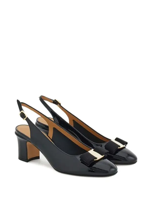 FERRAGAMO Leather Slingback Pumps - Black