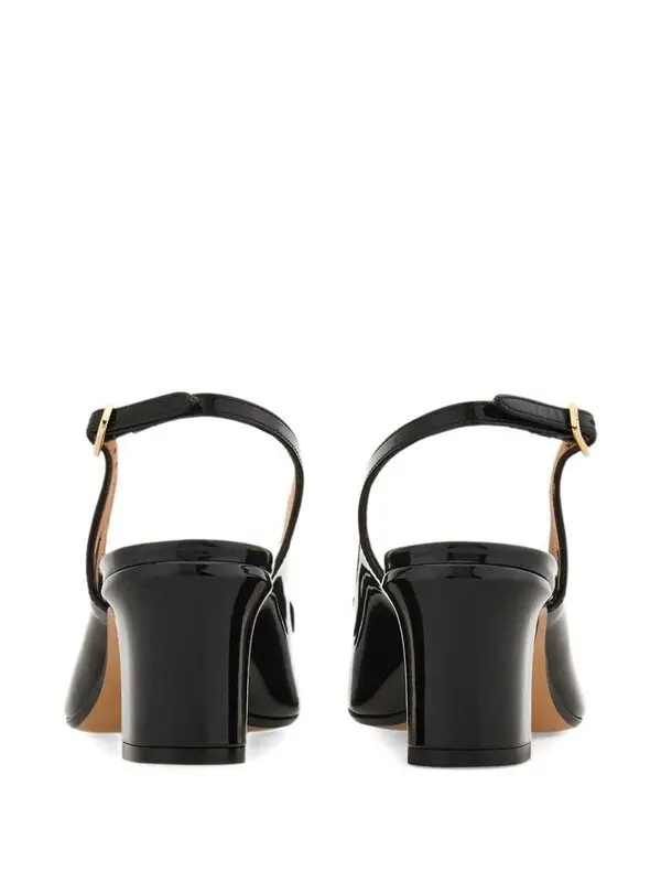 FERRAGAMO Leather Slingback Pumps - Black