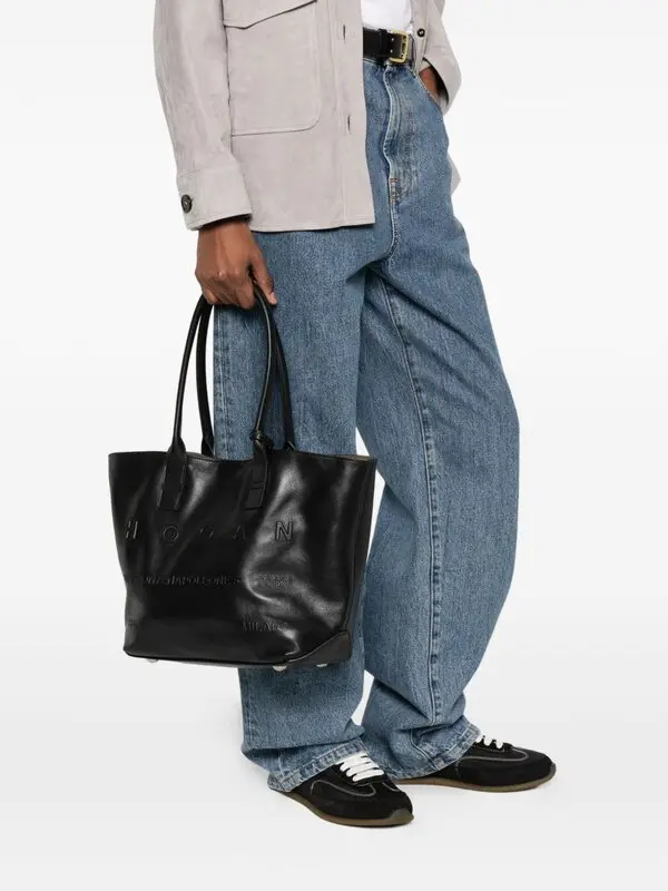 Hogan Leather Tote Bag - Black