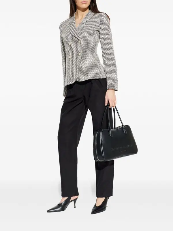 Emporio Armani Double-breasted Houndstooth Blazer - Beige