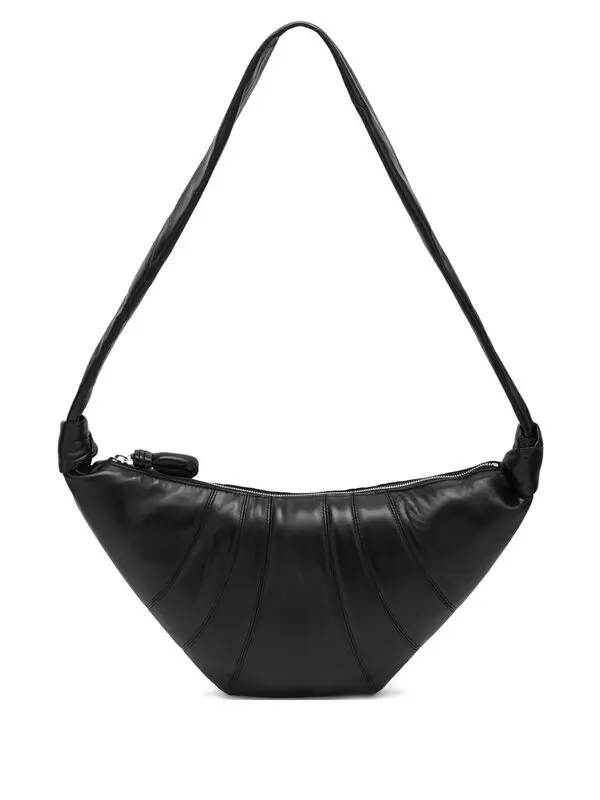 LEMAIRE Croissant Medium Leather Shoulder Bag - Black