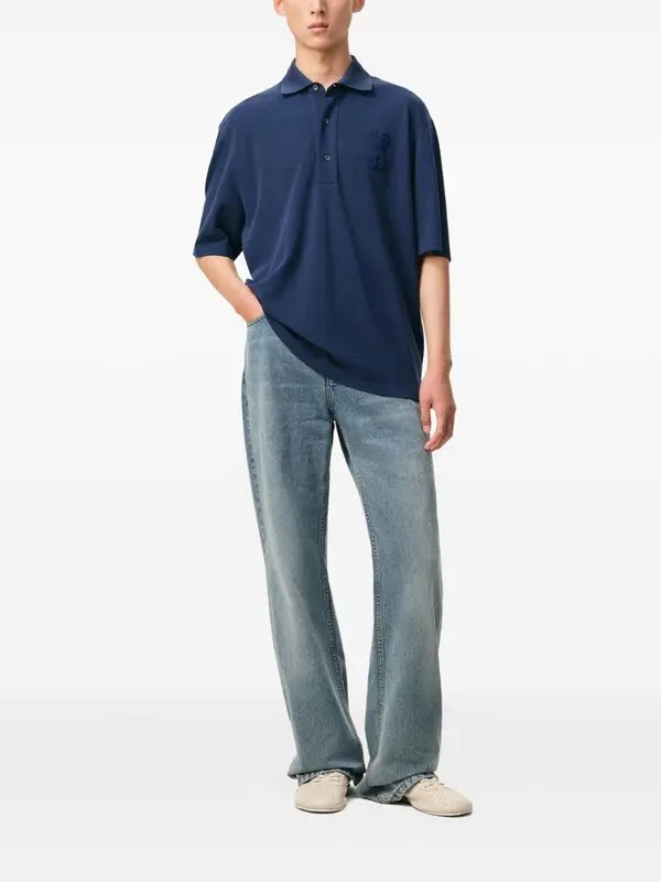 AMI Paris De Coeur Cotton Polo Shirt - Blue