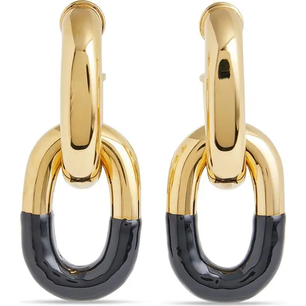 Rabanne Xl Double Link Two-tone Earrings - Black/light Gold