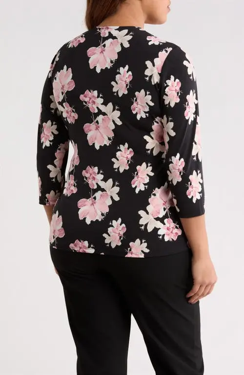 Anne Klein Floral Print Wrap Blouse