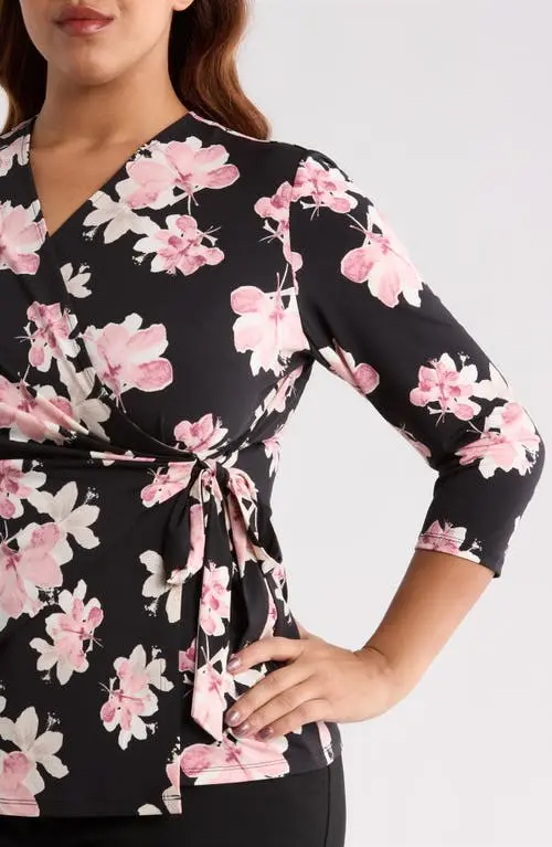 Anne Klein Floral Print Wrap Blouse