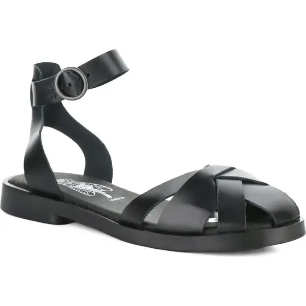 Fly London Alli Ankle Strap Fisherman Sandal - Black