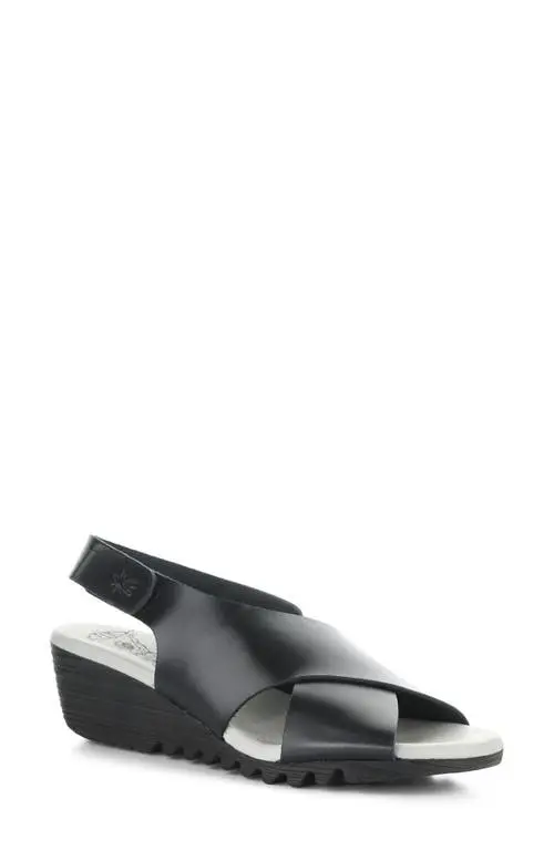 Fly London Orfy Slingback Wedge Sandal - Black