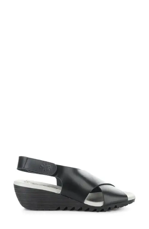 Fly London Orfy Slingback Wedge Sandal - Black