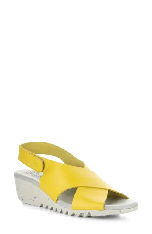 Fly London Orfy Slingback Wedge Sandal - Yellow