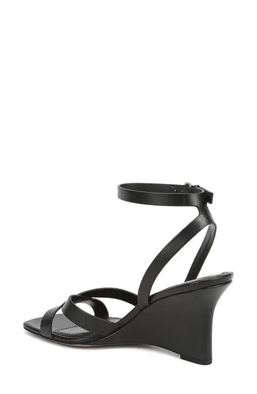 Vince Parma Ankle Strap Wedge Sandal - Black