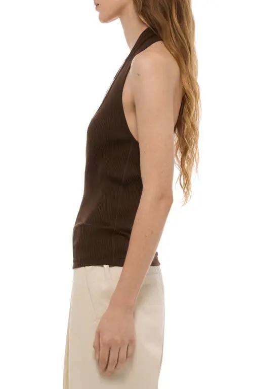 Helmut Lang Stretch Cotton Halter Tank - Bistre
