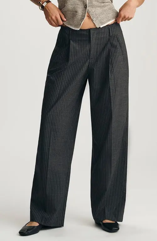 MAVI Pleated Pinstripe Wide Leg Trousers