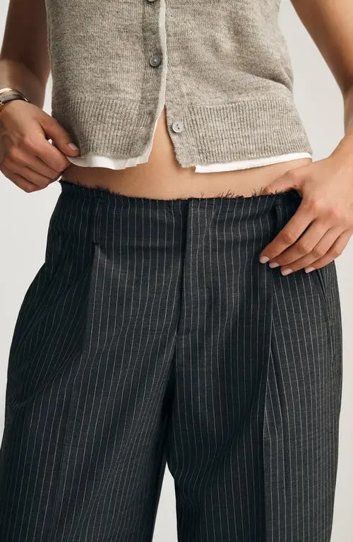MAVI Pleated Pinstripe Wide Leg Trousers