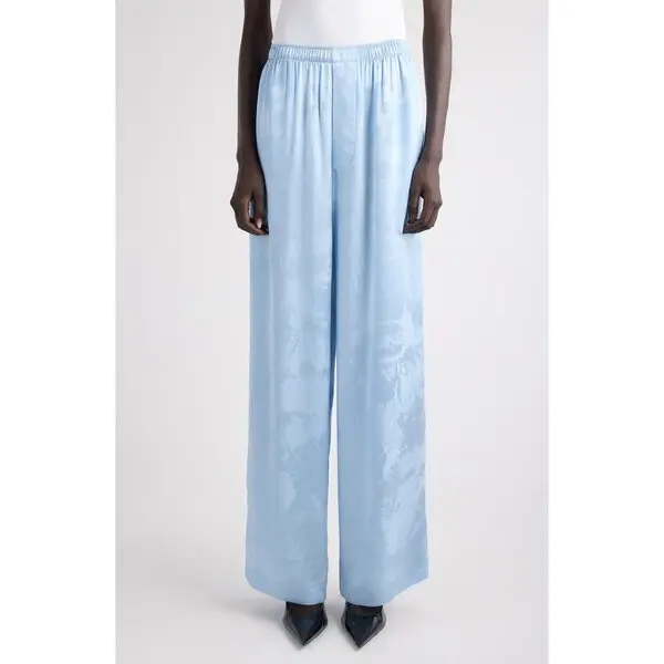 Balenciaga Washed Silk Jacquard Pajama Pants - 5840 Baby Blue