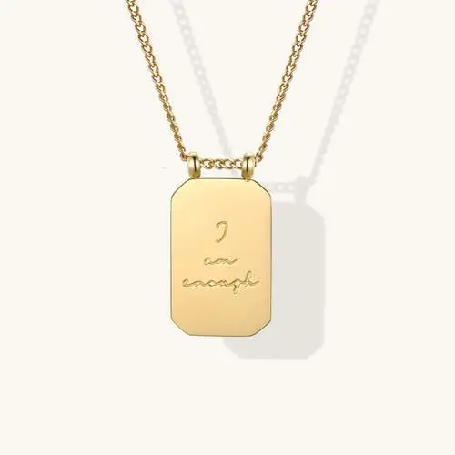 MANTRA I Am Enough Pendant Necklace - Yellow Gold