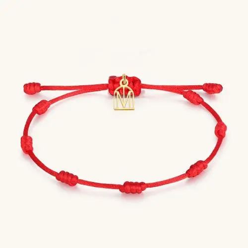 MANTRA 7 Knots Adjustable Bracelet - Red Silk