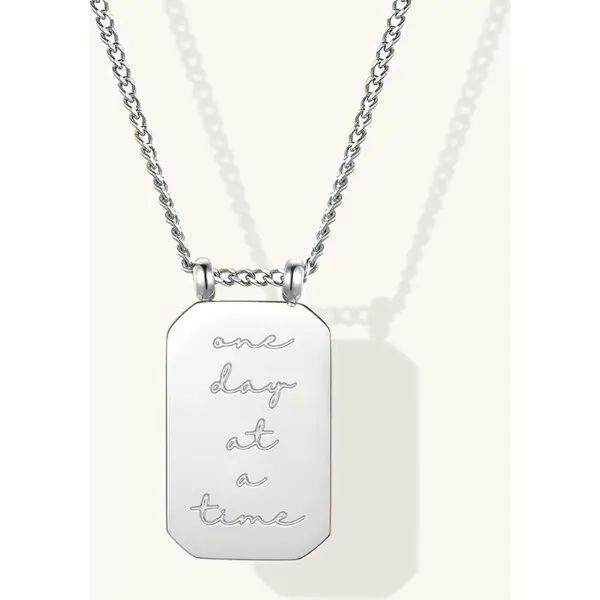 MANTRA One Day At A Time' Pendant Necklace - Silver