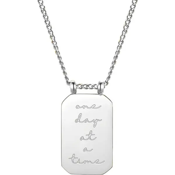 MANTRA One Day At A Time' Pendant Necklace - Silver