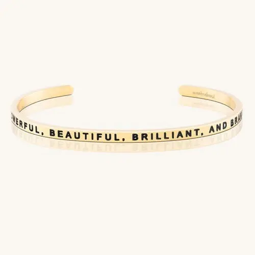 MANTRA Powerful, Beautiful, Brilliant" Bangle Bracelet - Yellow Gold